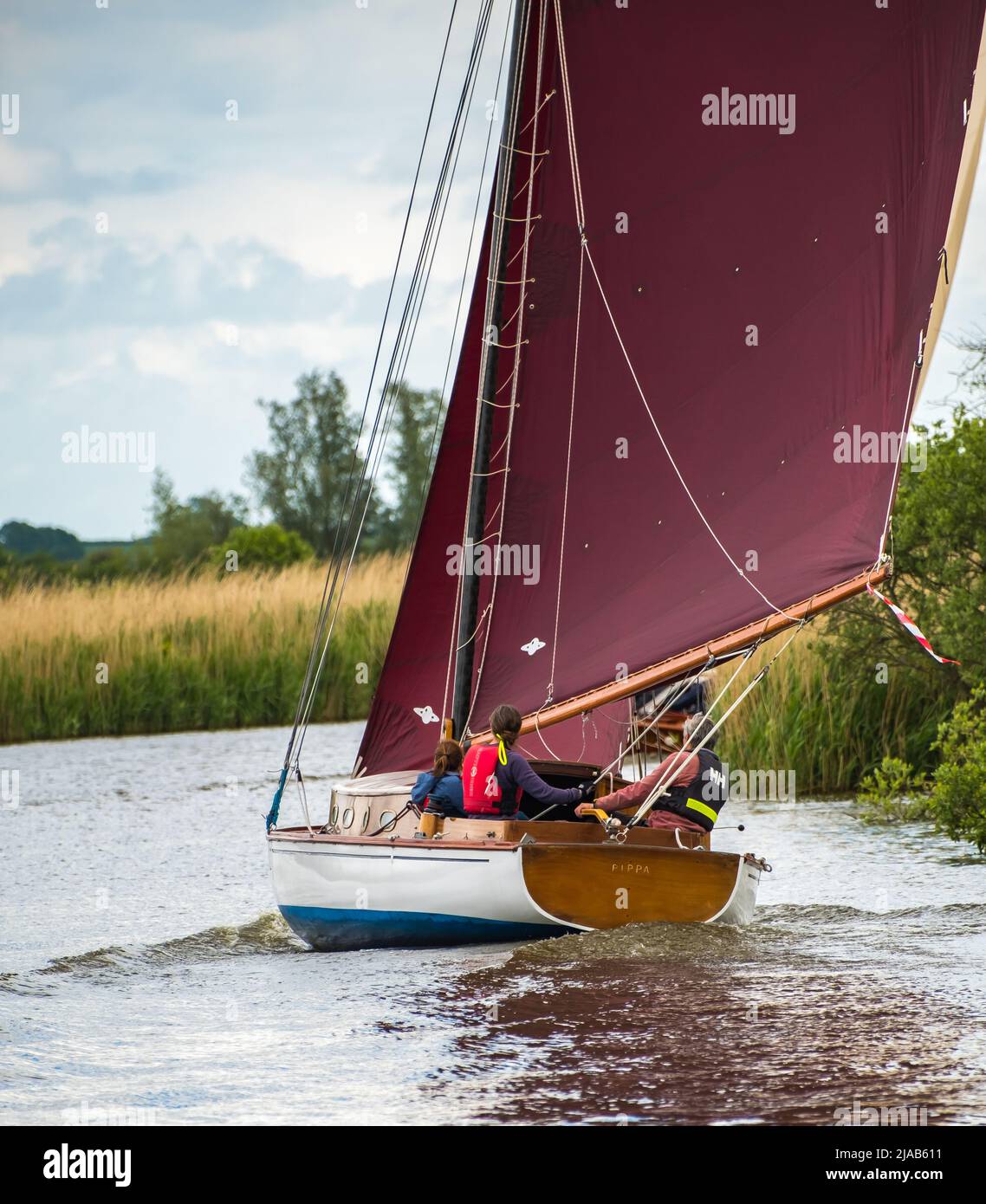 Horning, Norfolk, UK – May 28 2022. Pippa, a traditional river cruiser ...