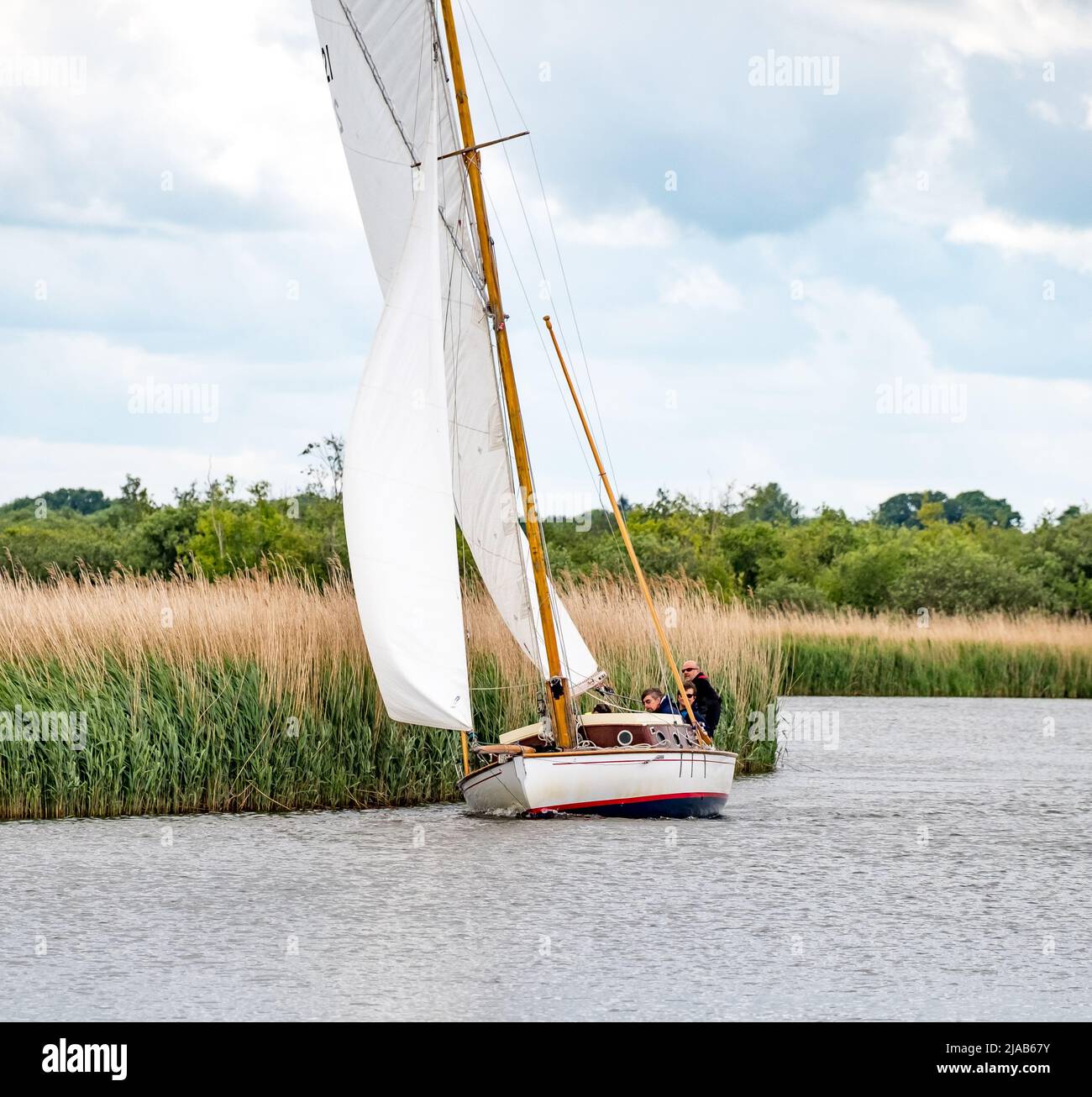 Horning, Norfolk, UK – May 28 2022. Traditional wooden river cruiser ...