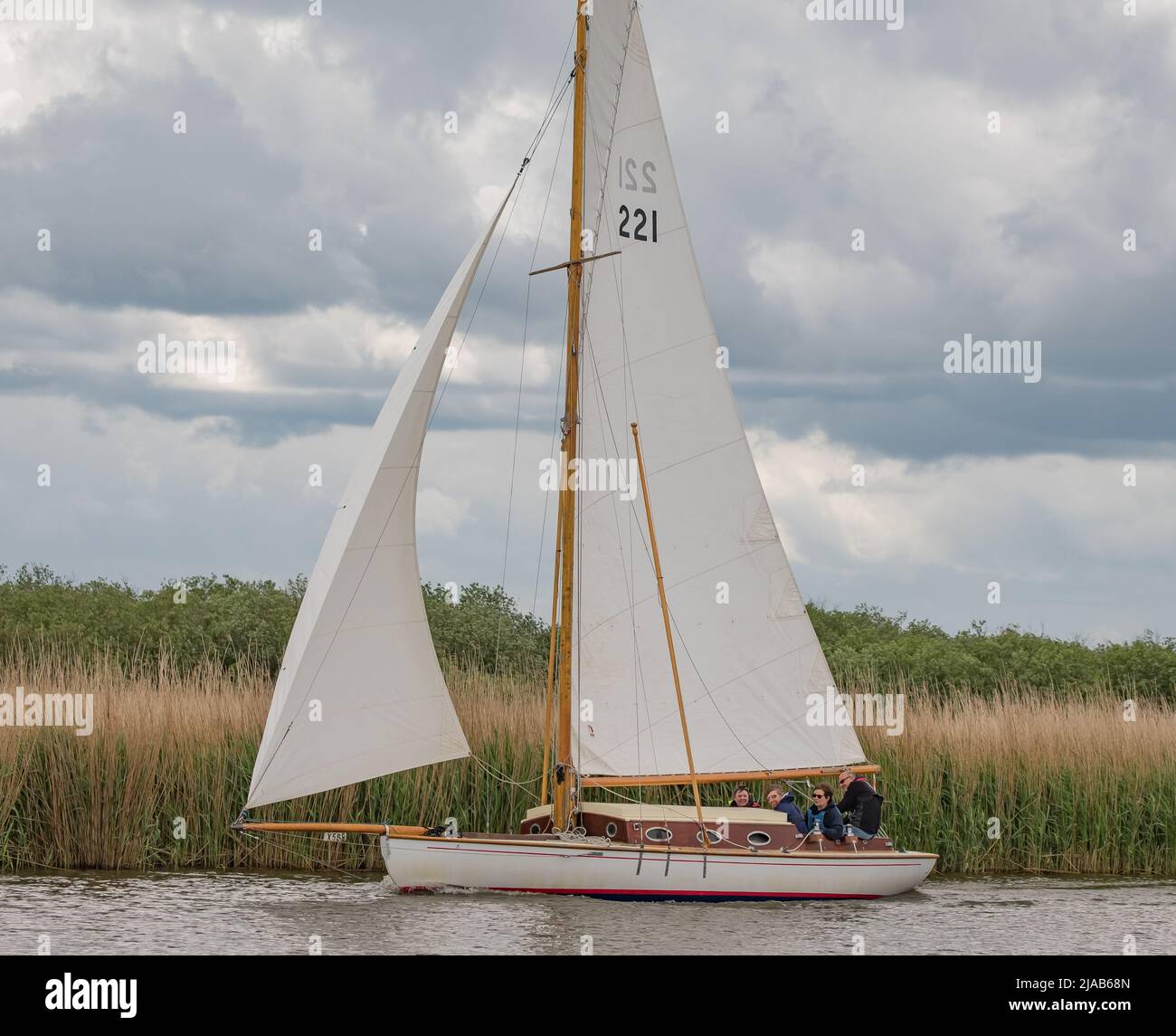 Horning, Norfolk, UK – May 28 2022. Traditional wooden river cruiser ...