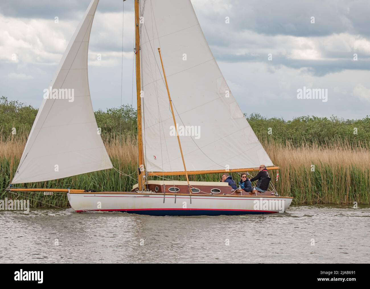 Horning, Norfolk, UK – May 28 2022. Traditional wooden river cruiser ...