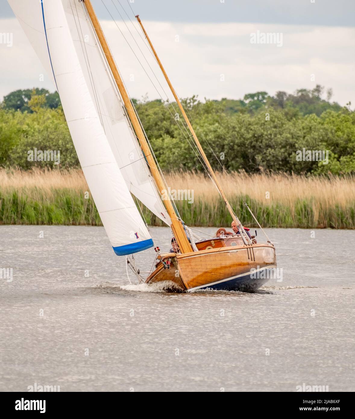 Horning, Norfolk, UK – May 28 2022. Traditional wooden river cruiser ...