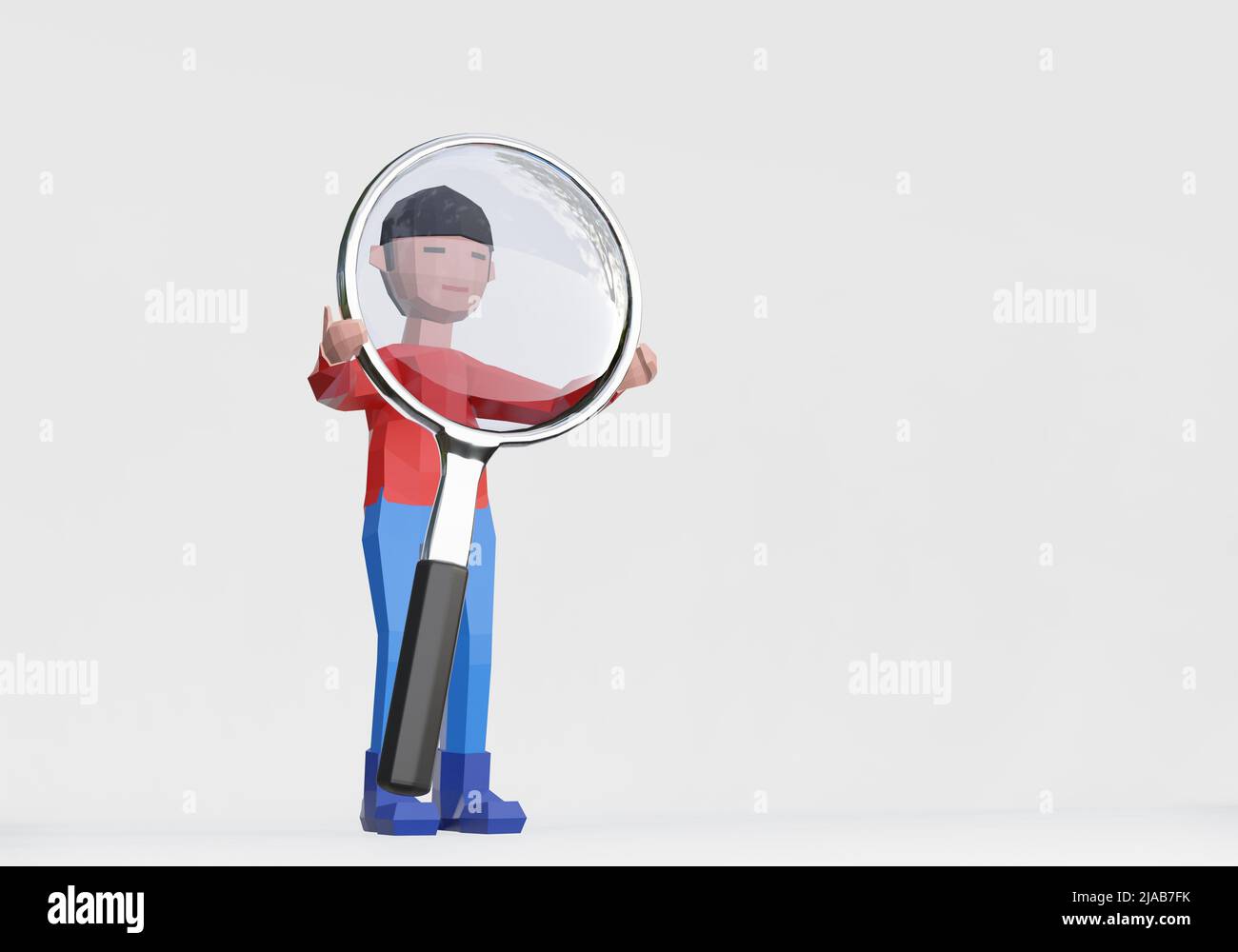 3d render of cartoon character holding a magnifying glass Stock Photo ...