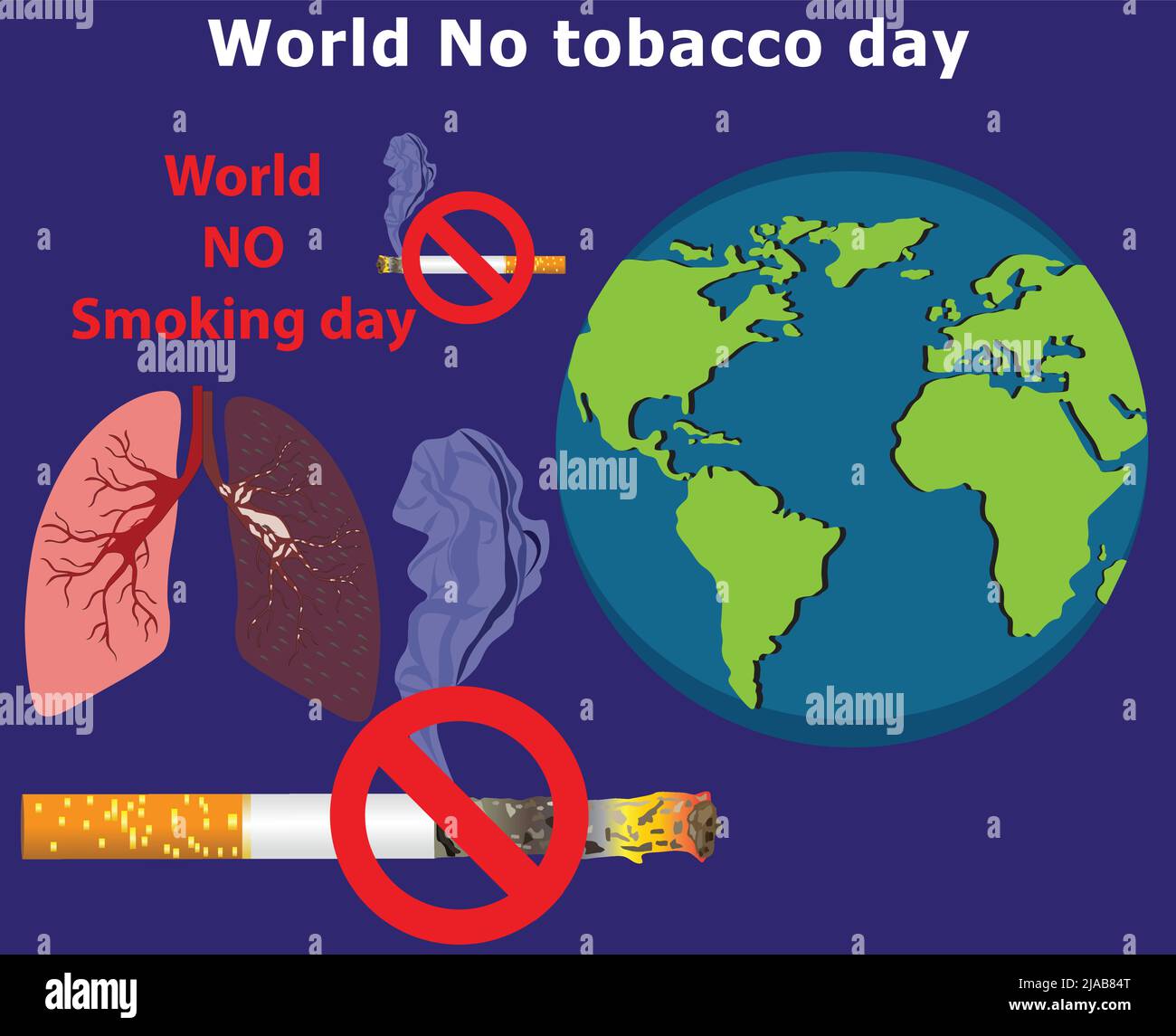 Vector illustration on the theme of No Smoking day. World No Tobacco ...