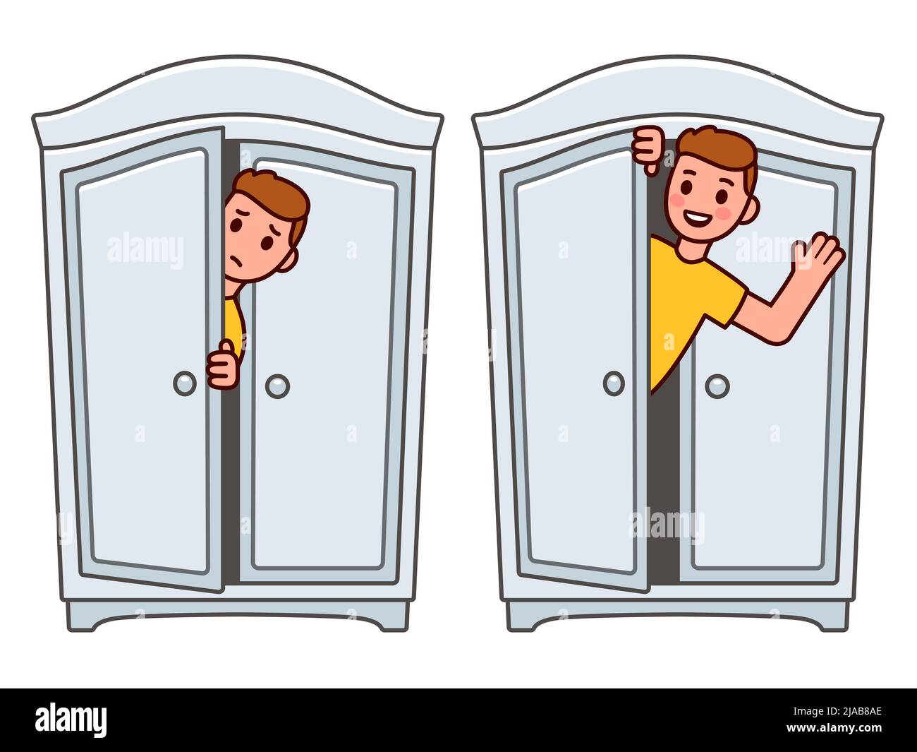 Young queer person closeted and coming out of the closet. Sexual ...