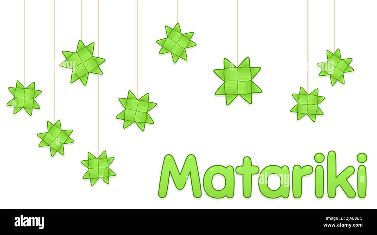 Matariki, Maori New Year celebration. Harakeke whetu (flax stars ...