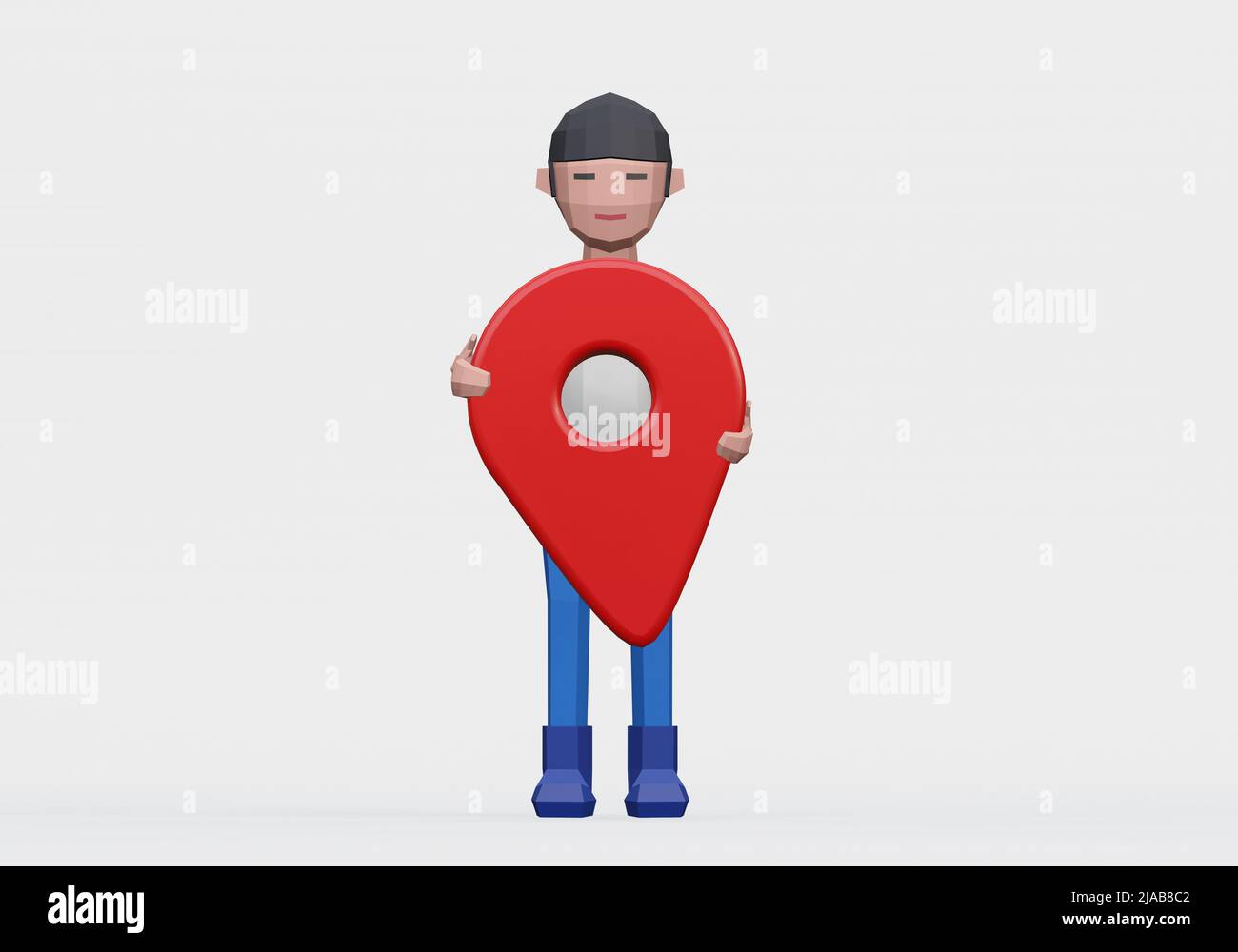 3d render of dummy holding a map pin for location concepts Stock Photo ...