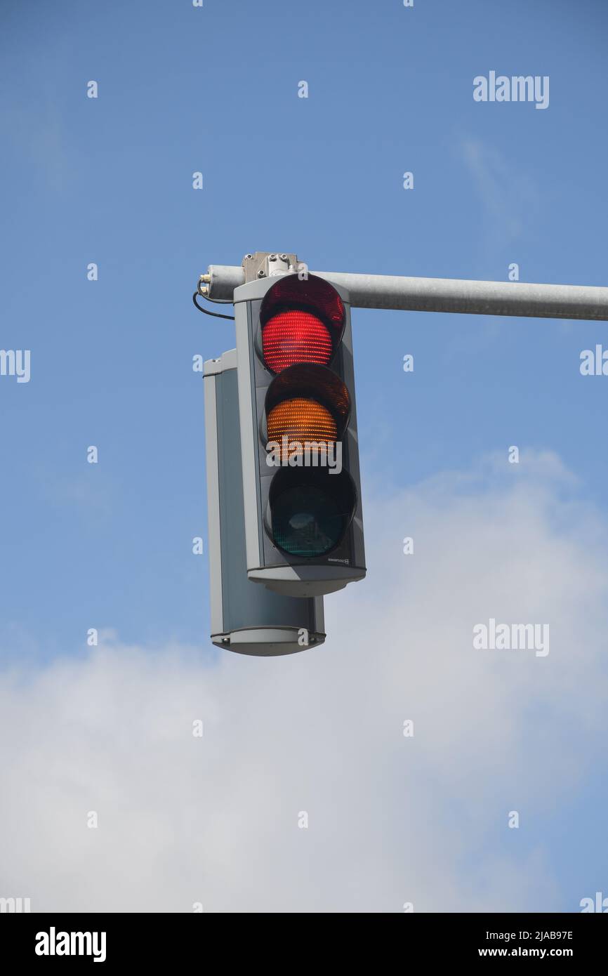 Kastrup/Copenhagen/Denmark/29 May 2022/ Traffic signal light in Kastrup ...