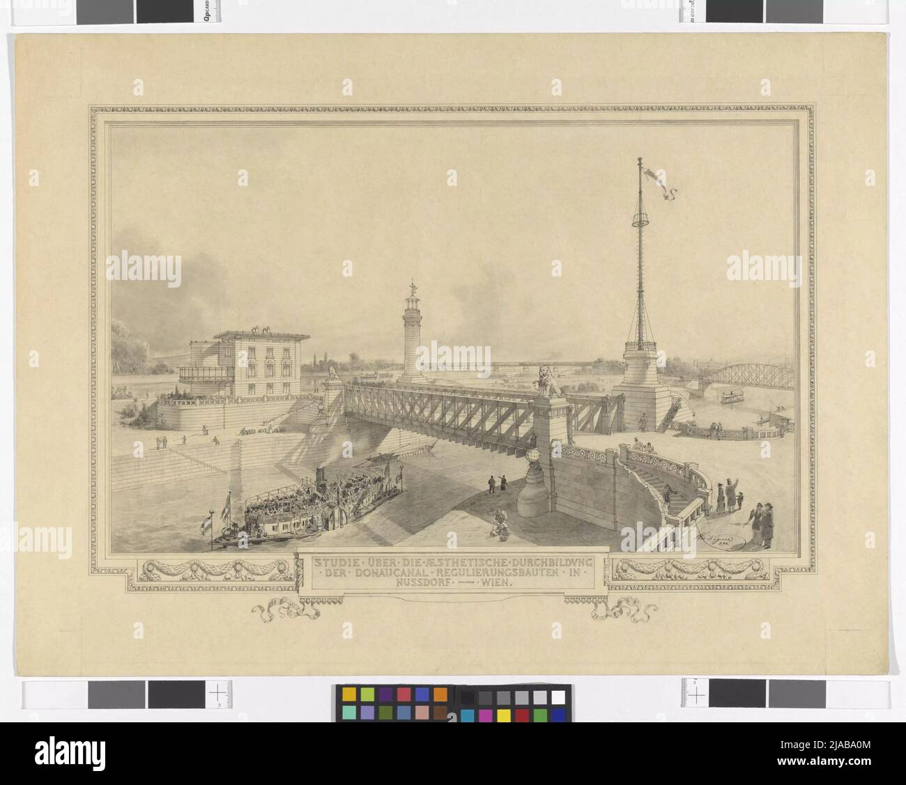 Nussdorfer Wehr, preliminary project, perspective. Otto Wagner (1841 ...