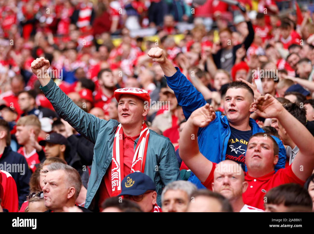 Nottingham Forest fans in the stands celebrate their side's first goal ...