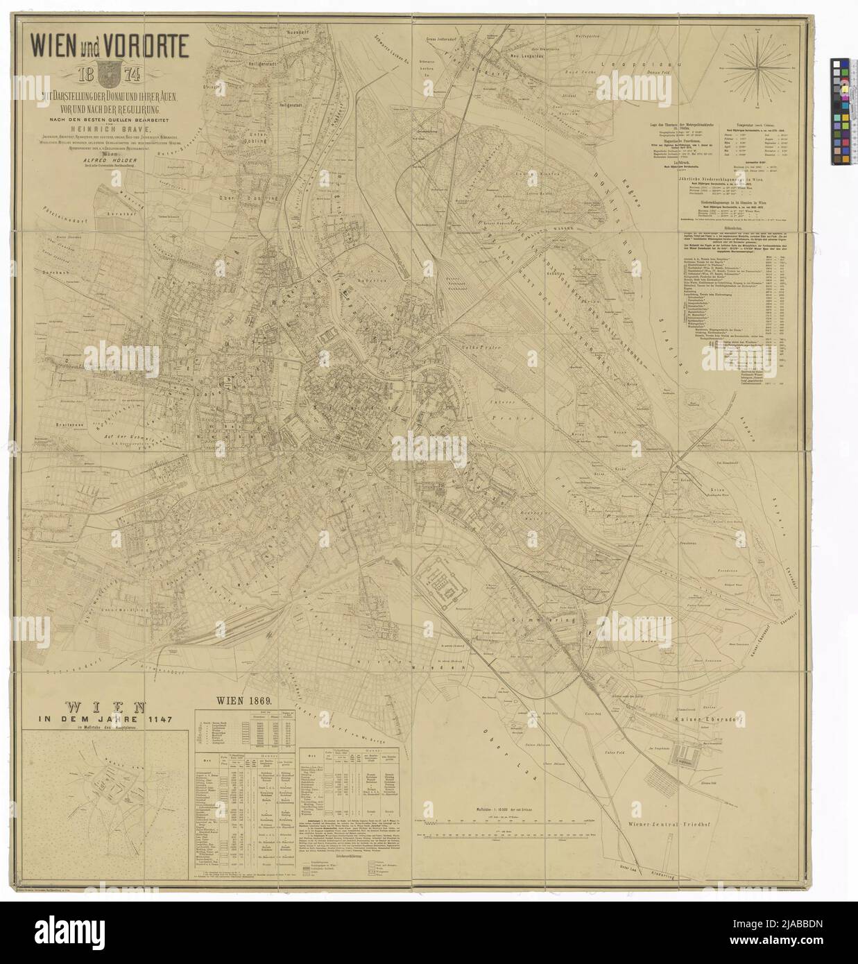 Vienna and suburbs - in 1874 - with representation of the Danube and ...