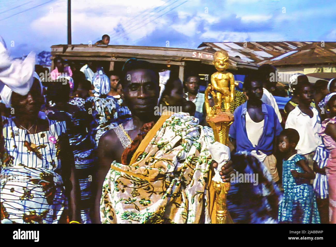 People celebrating at the annual Odwira Festival in Aburi, Ghana in ...
