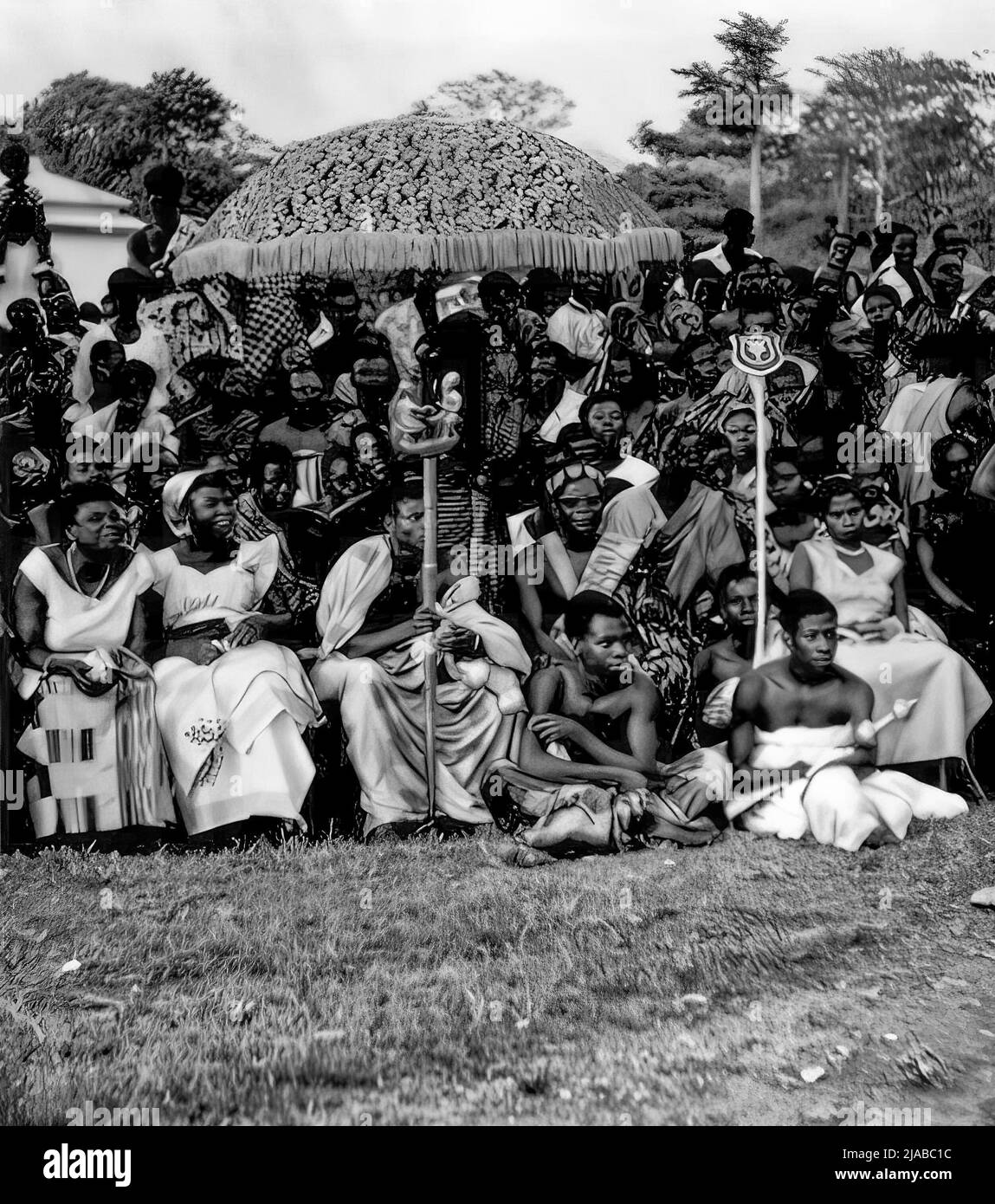 People celebrating at the annual Odwira Festival in Aburi, Ghana in ...