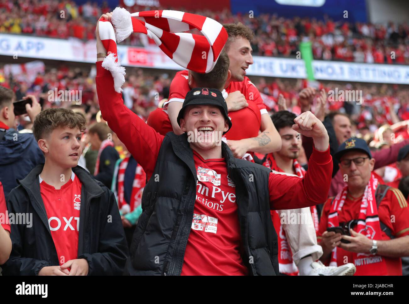 London, UK. 29th May, 2022. Nottingham Forest fans during the Sky Bet ...