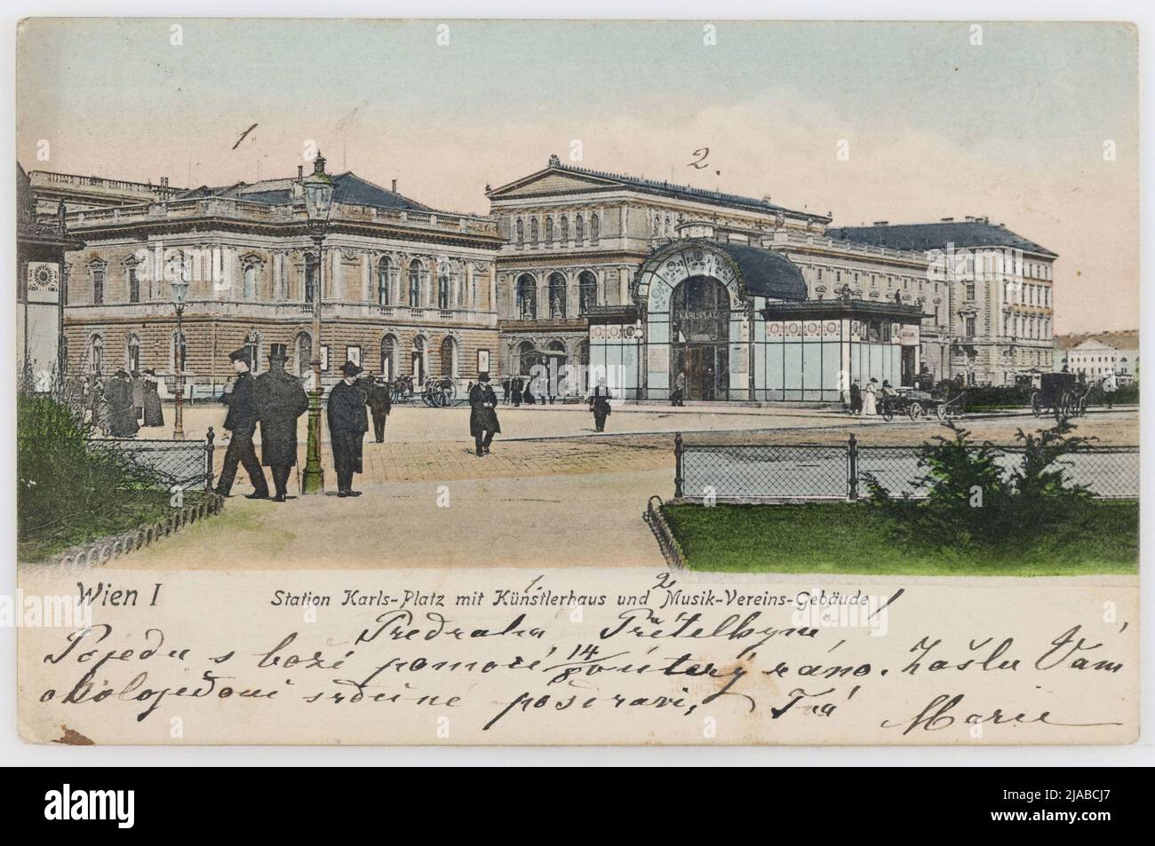 Karls-Platz station with an artist house and music club building. Rich ...