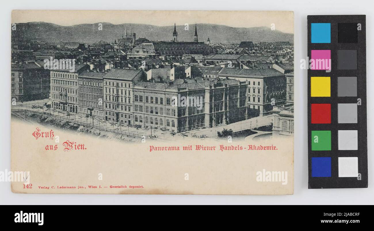 Greetings from Vienna. Panorama with Wiener Commercial Academy ...