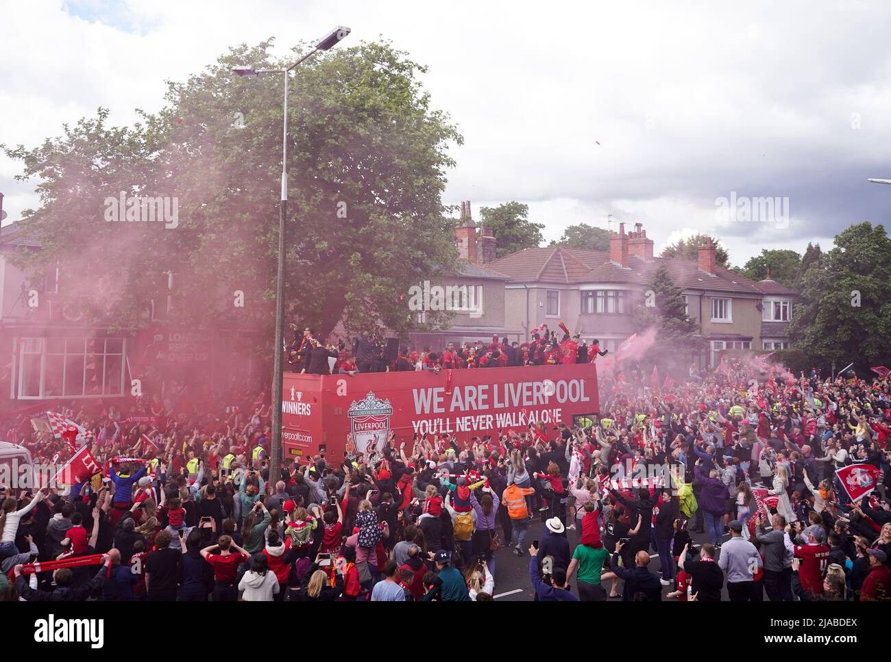 A general view of of the team bus passing on Queens Drive during the ...