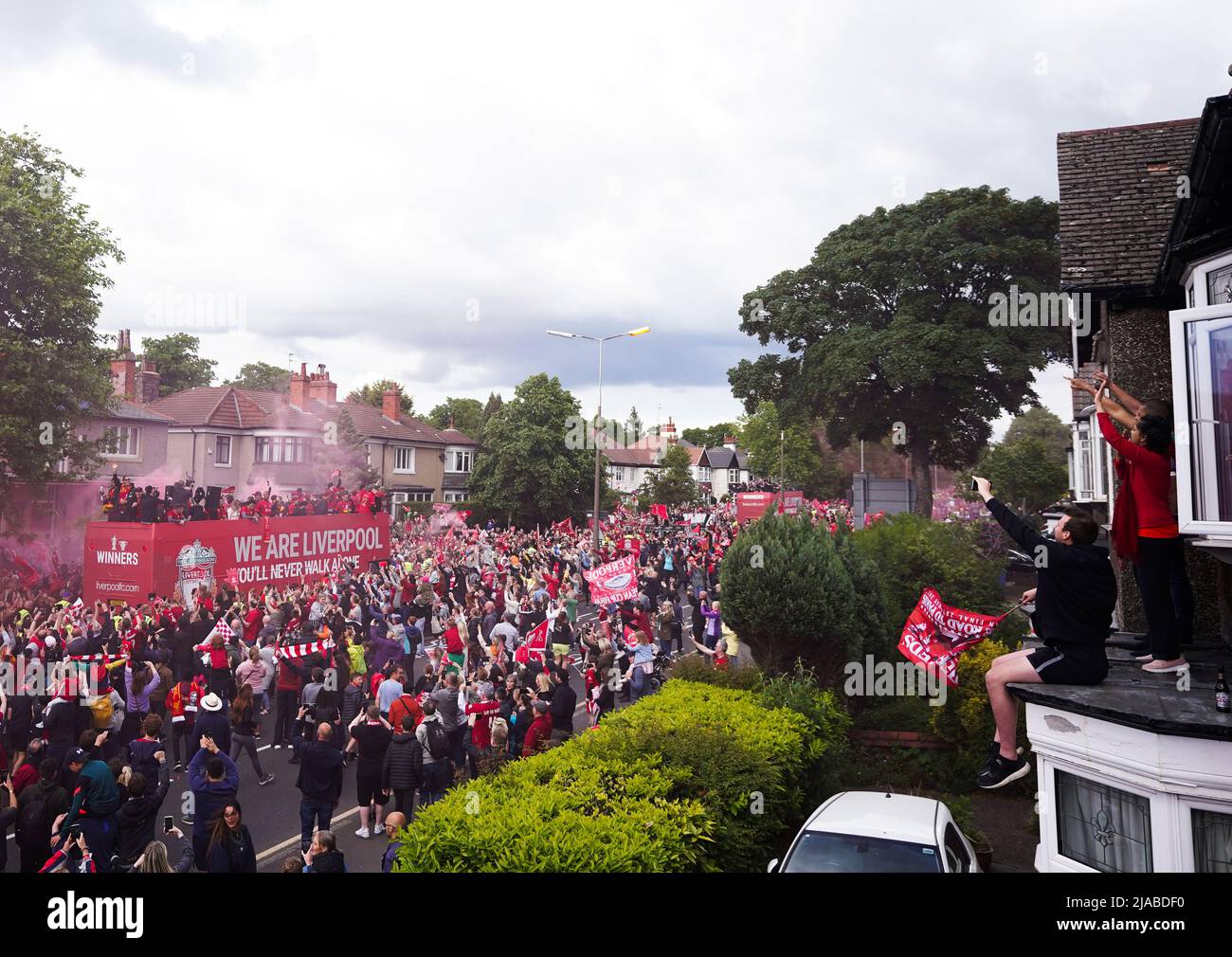 A general view of of the team bus passing on Queens Drive during the ...