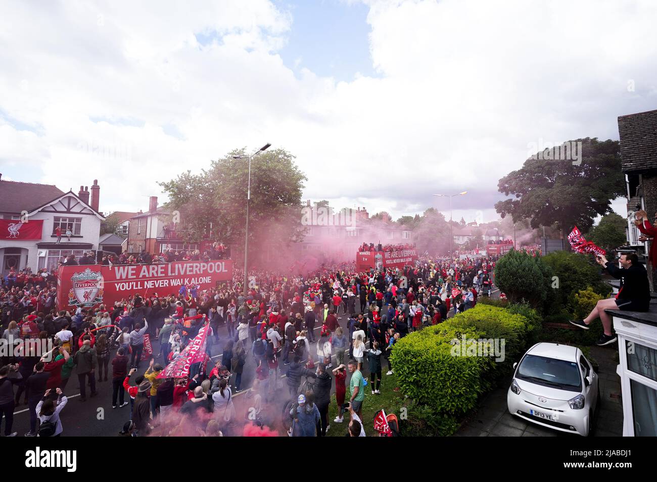 A general view of of the team bus passing on Queens Drive during the ...