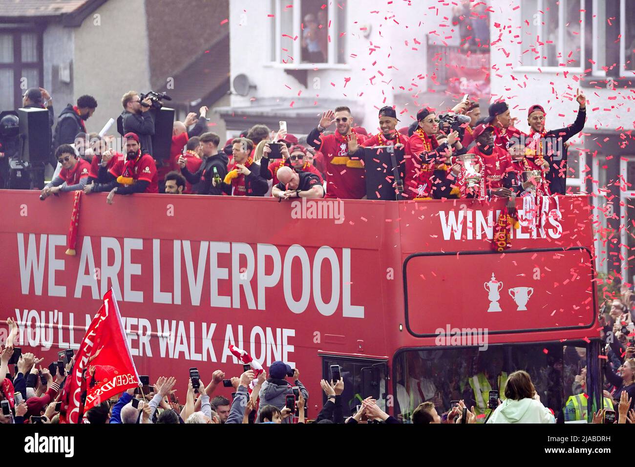A general view of of the team bus passing on Queens Drive during the ...