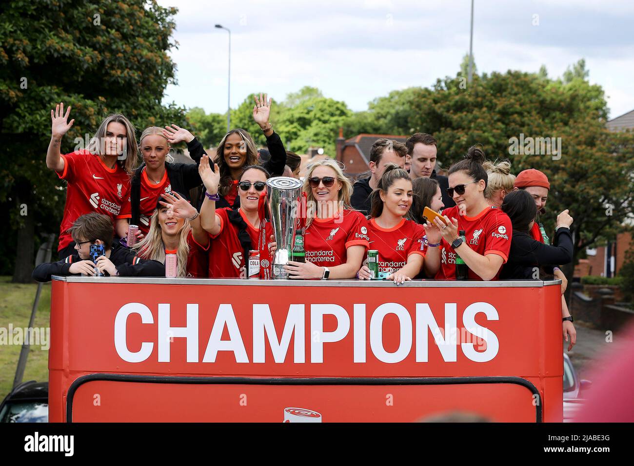 Liverpool, UK. 29th May, 2022. Liverpool FC Women join the parade ...