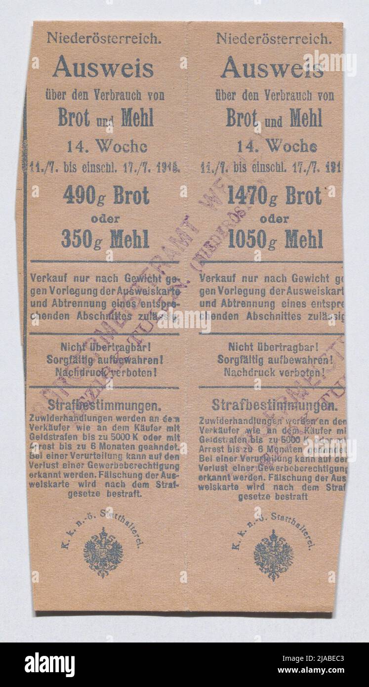 Food brands for bread or flour from the First World War, 1915. Unknown ...