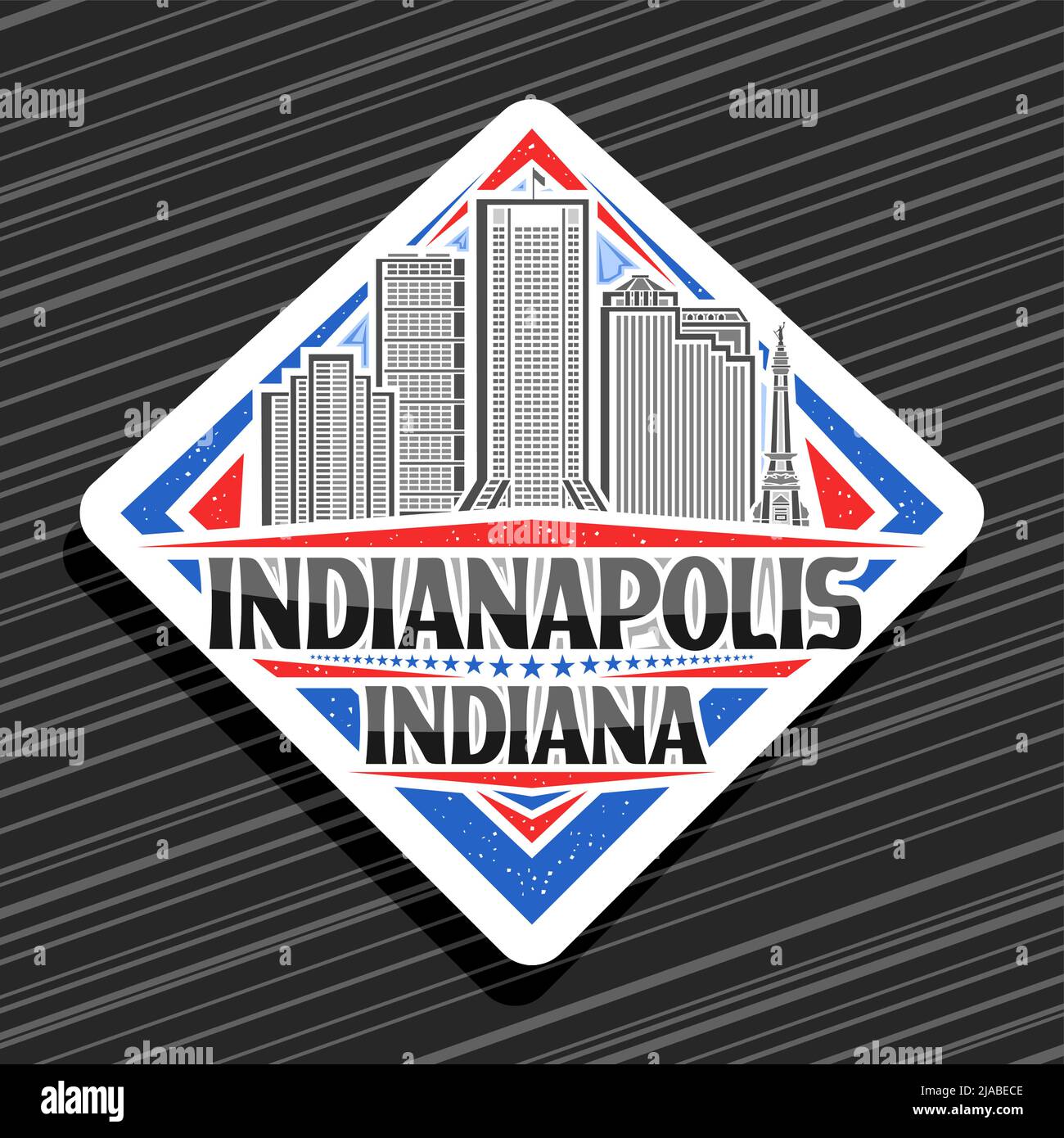 Vector logo for Indianapolis, white rhombus road sign with outline ...