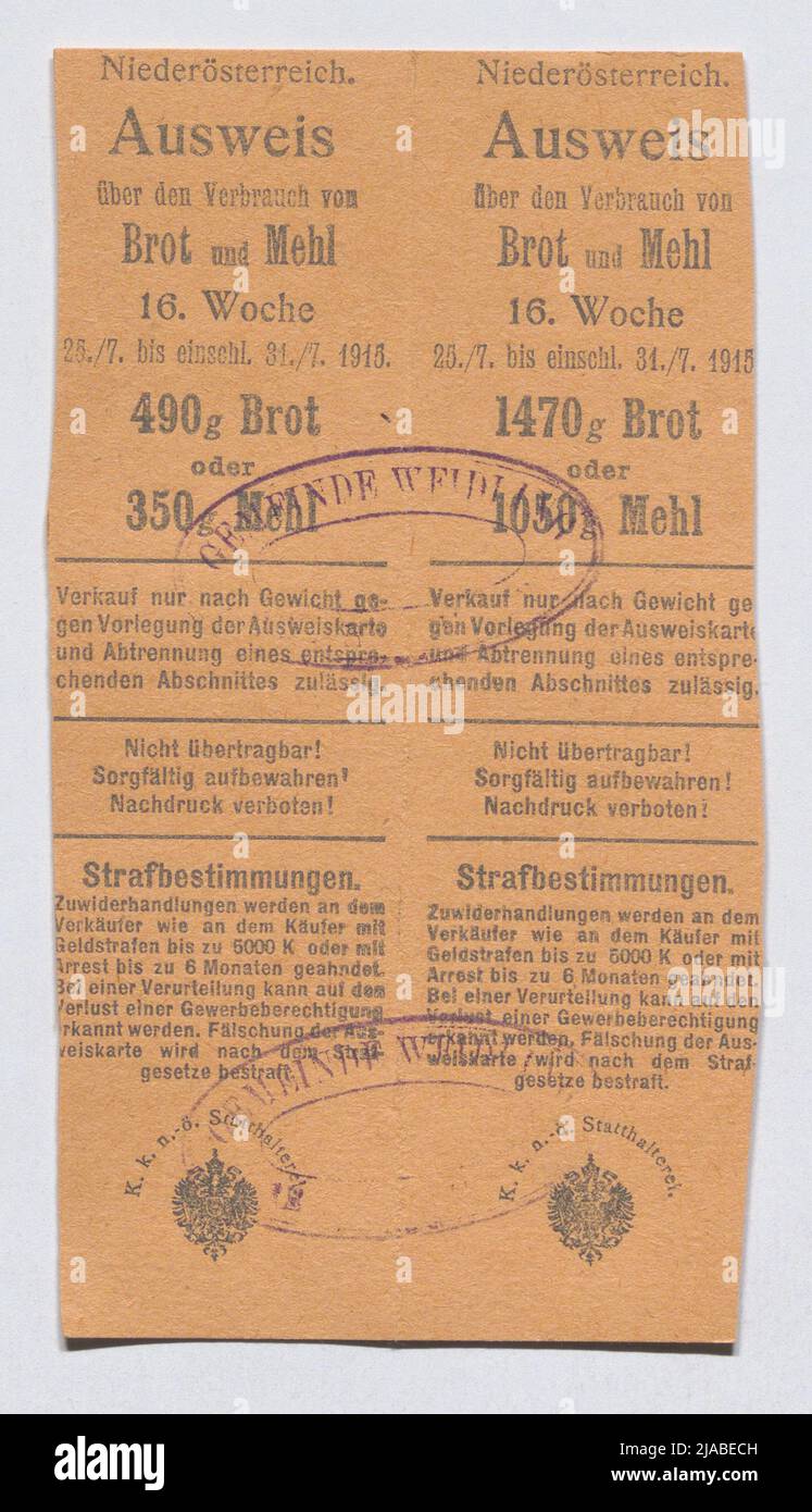 Food brands for bread or flour from the First World War, 1915. Unknown ...