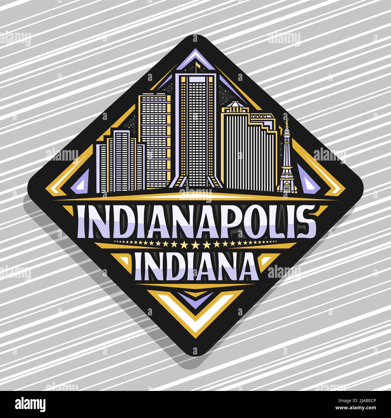 Vector logo for Indianapolis, black rhombus road sign with illustration ...