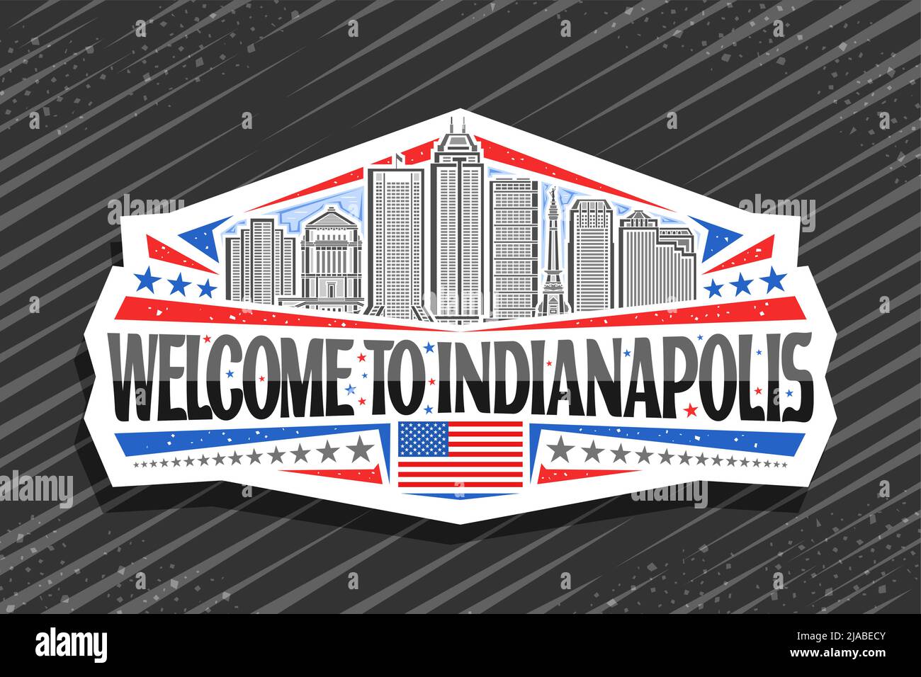 Vector logo for Indianapolis, white decorative label with outline ...