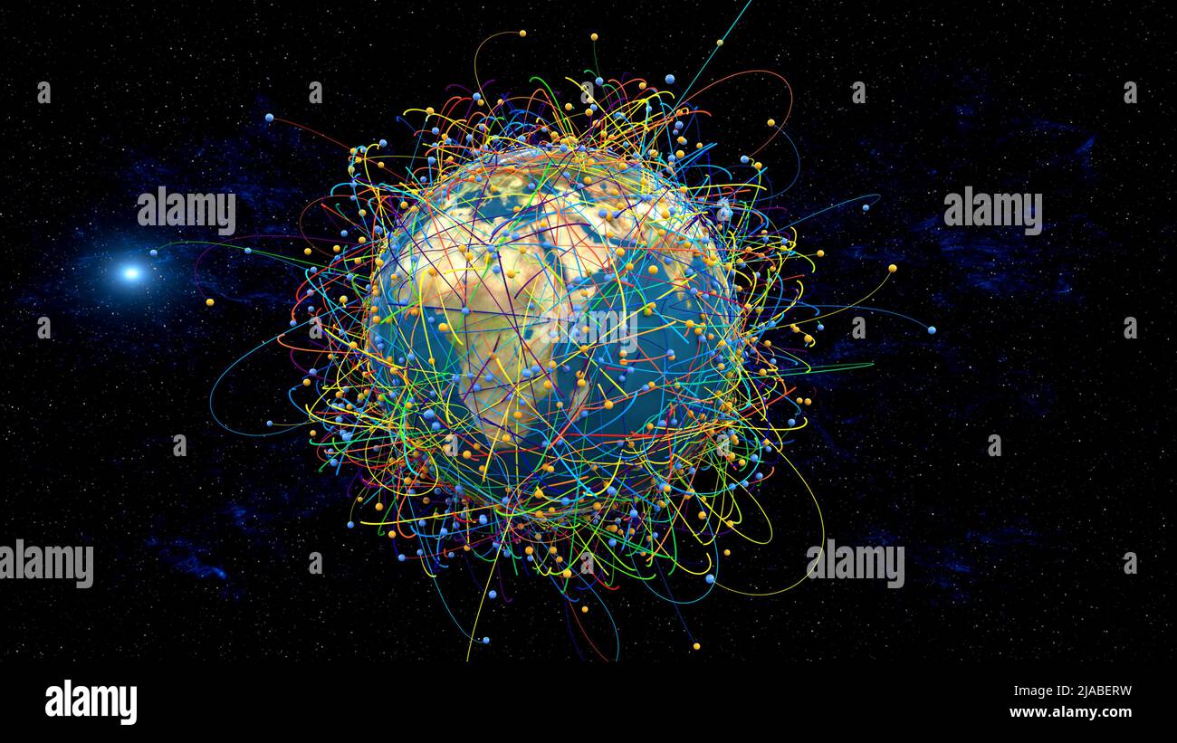 3d rendering. Planet earth and connections Stock Photo - Alamy