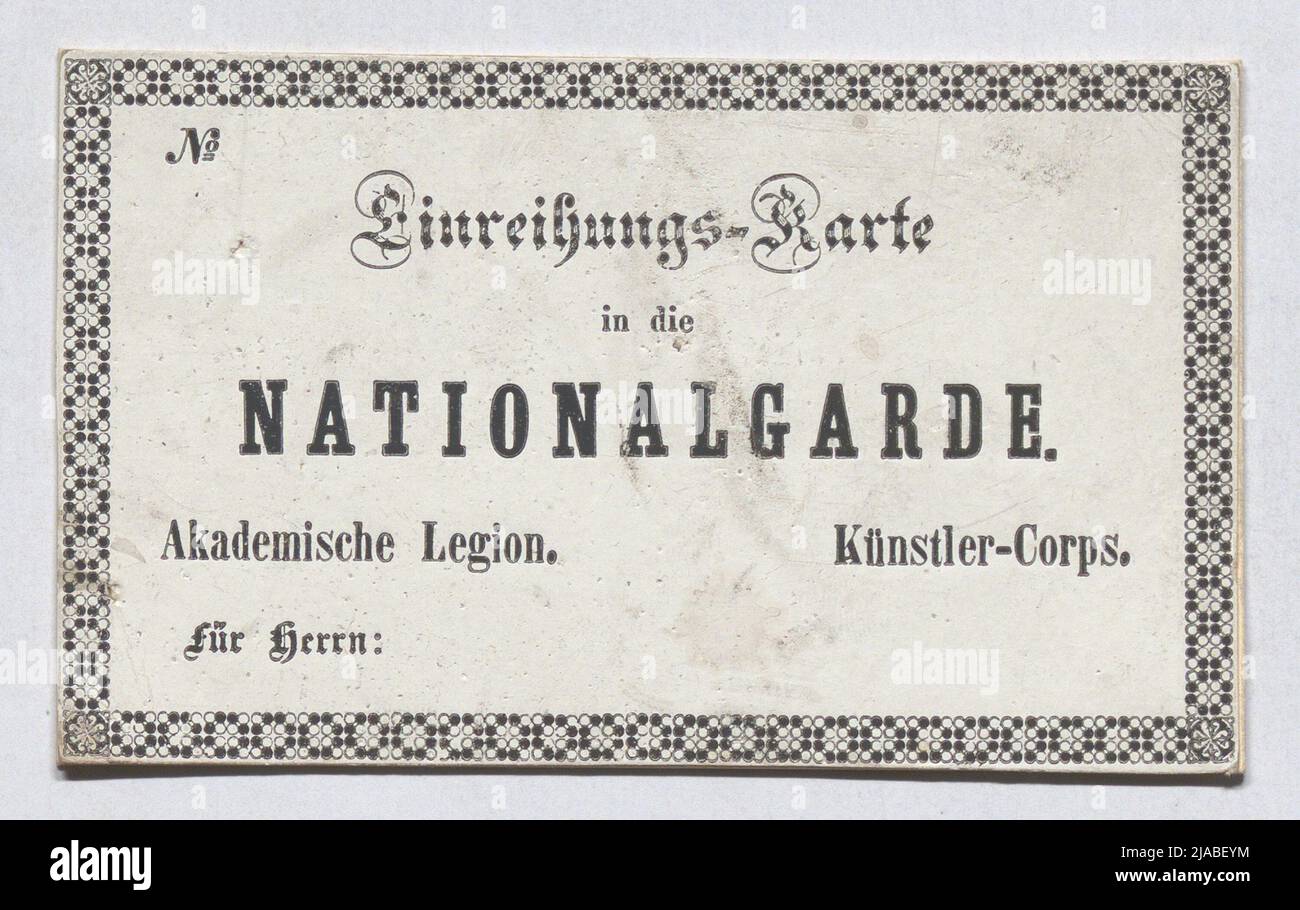 Inline card in the national guard, academic legion, artist corps ...
