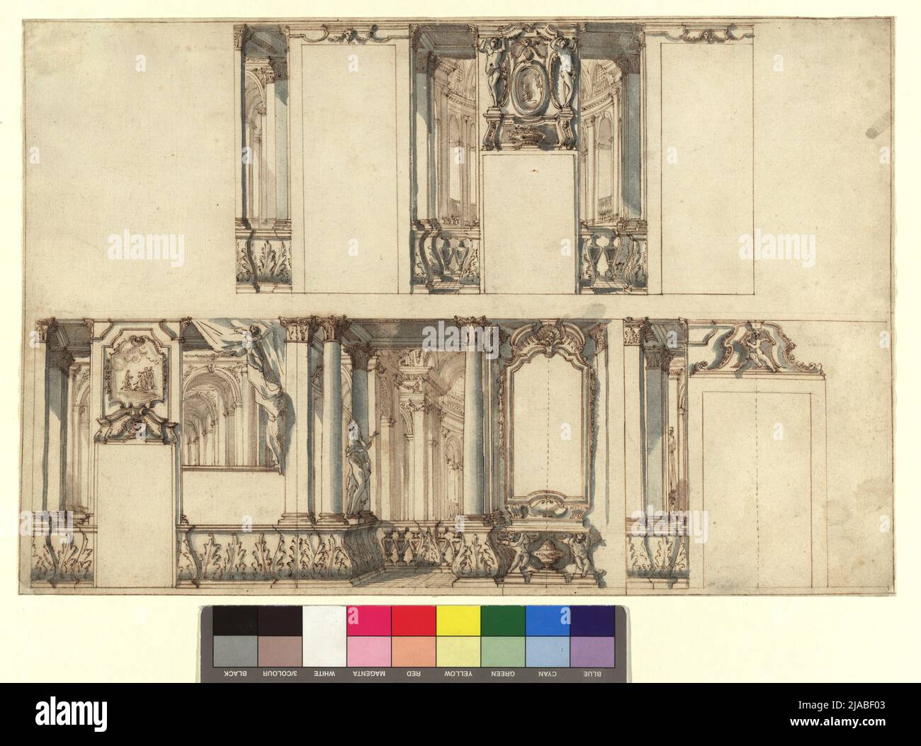 Draft for painting a hall. Antonio Galli Bibiena (1697-1774), artist ...