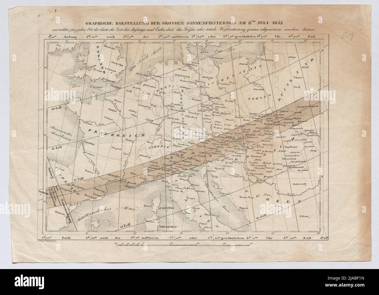 "Graphical representation of the great solar eclipse on July 8, 1842 ...