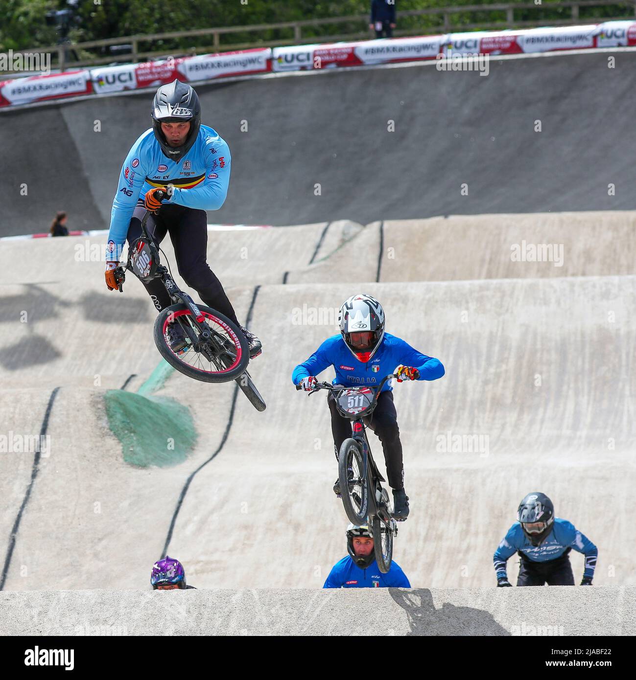 Glasgow, UK. 29th May, 2022. On the second and final day of the UCI BMX ...