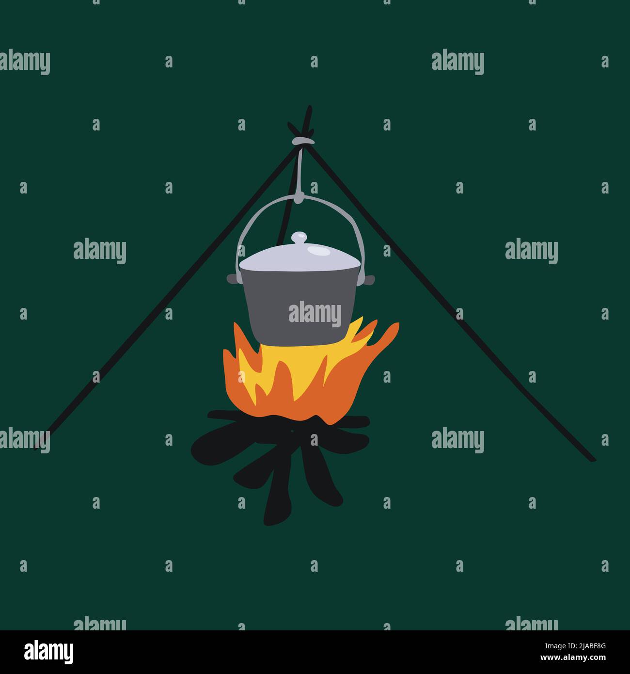 kettle hanged upon fire clip art Stock Vector Image & Art - Alamy