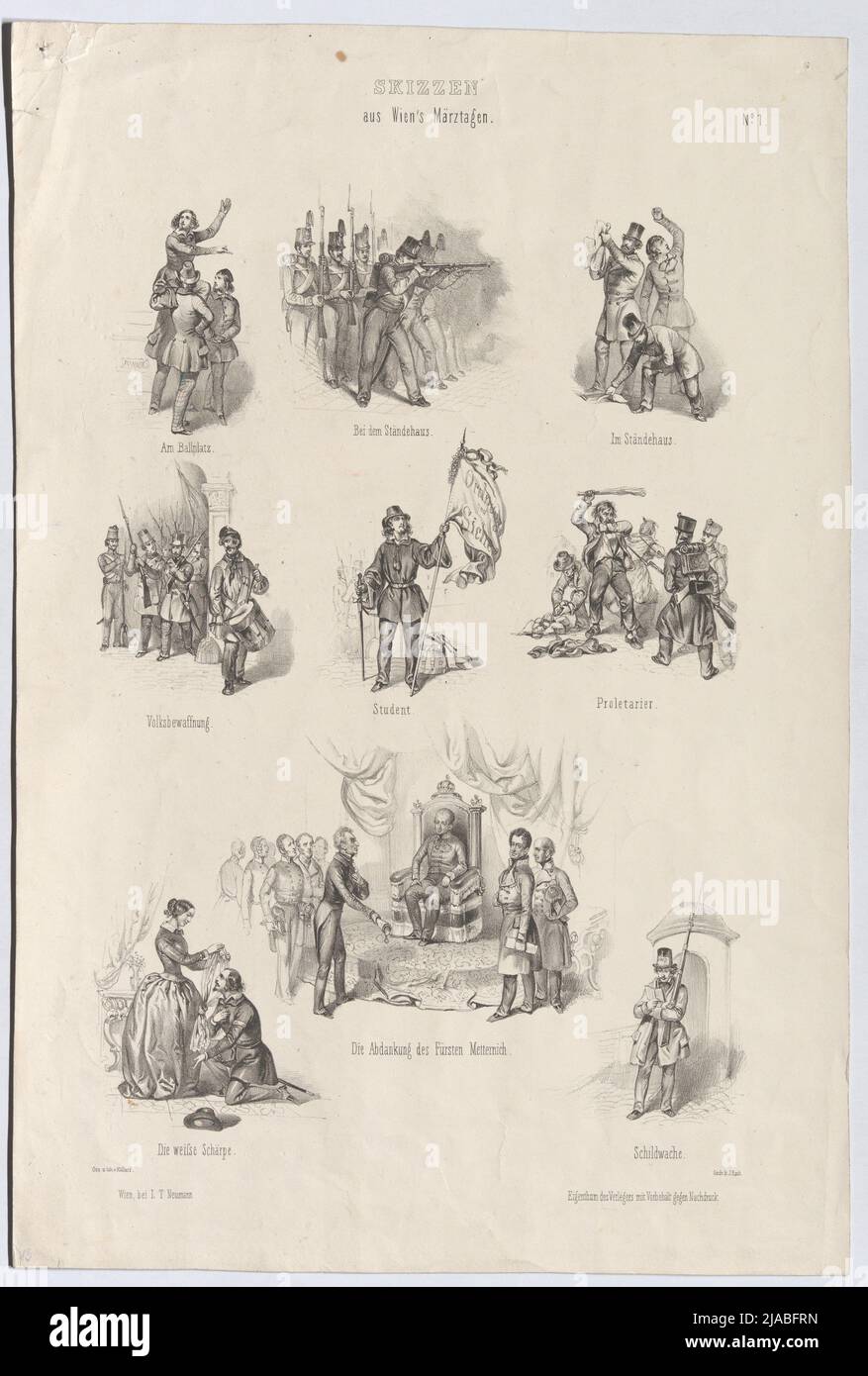 "Sketches from Vienna's March Days. No. 1.". Franz Kollarz (Kolář ...