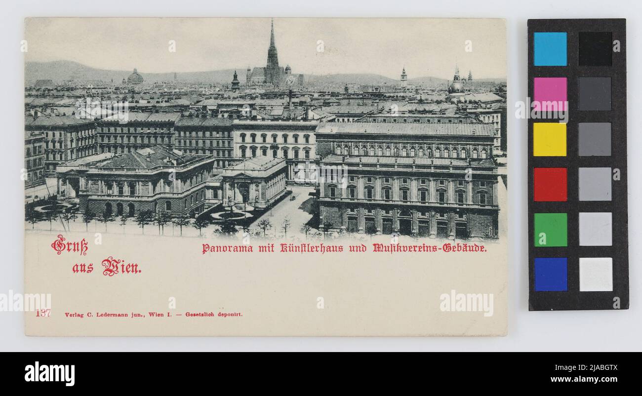 Greetings from Vienna. Panorama with artist house and music club ...