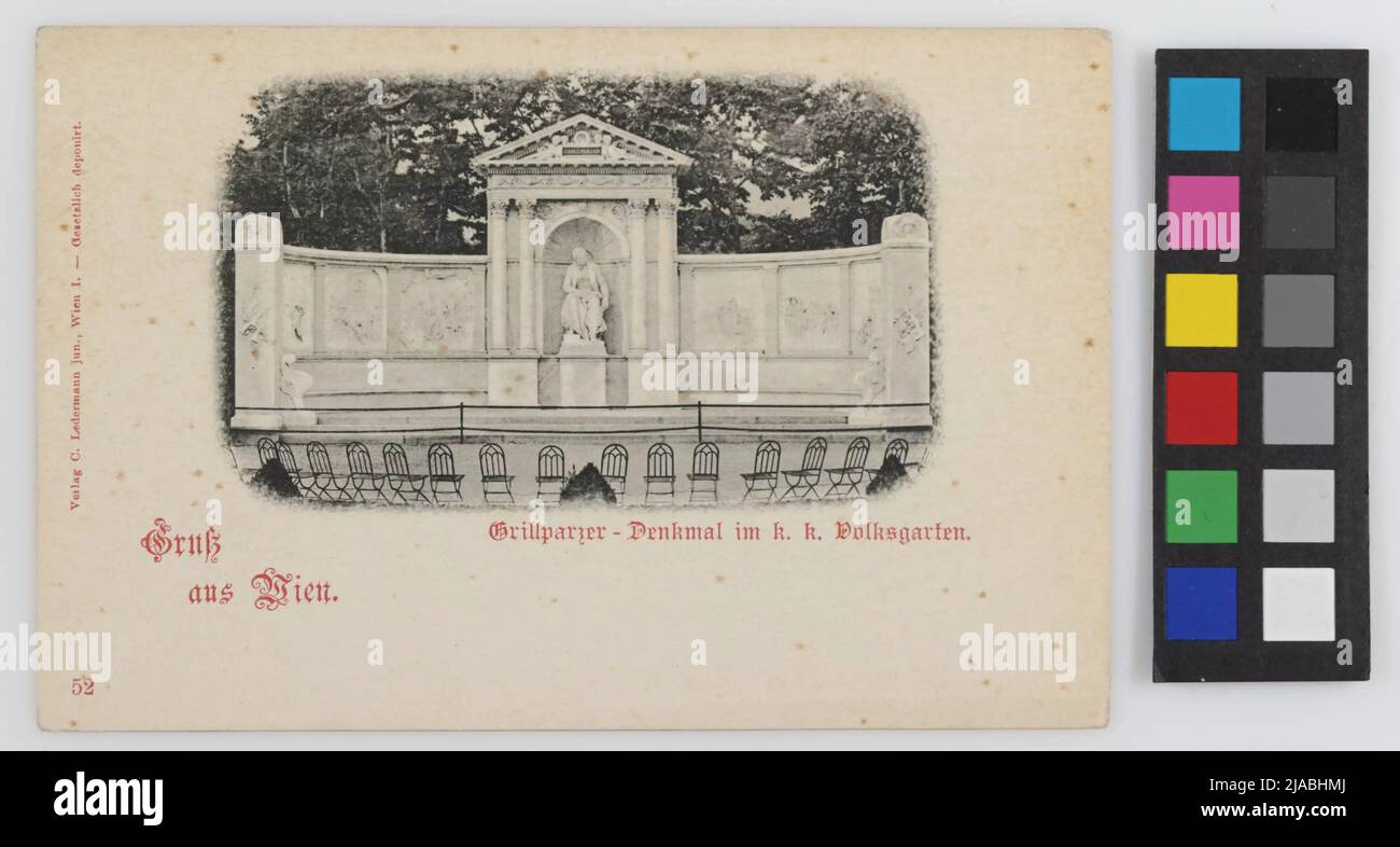1st, Volksgarten - Grillparzerdenkmal, postcard. Carl (Karl) Ledermann ...