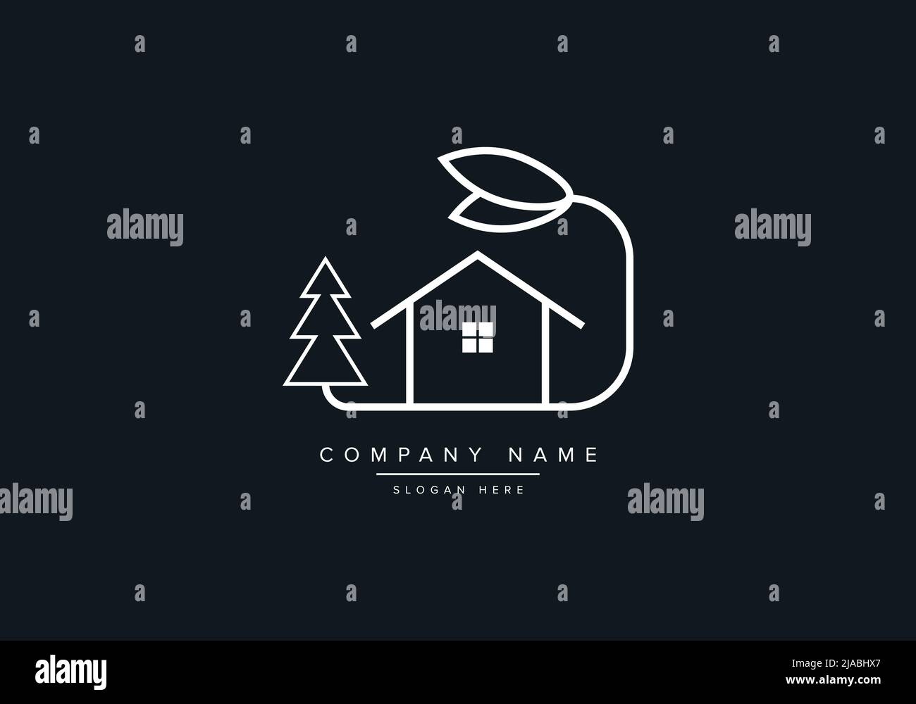 real estate house logo in leaf with tree Stock Vector Image & Art - Alamy