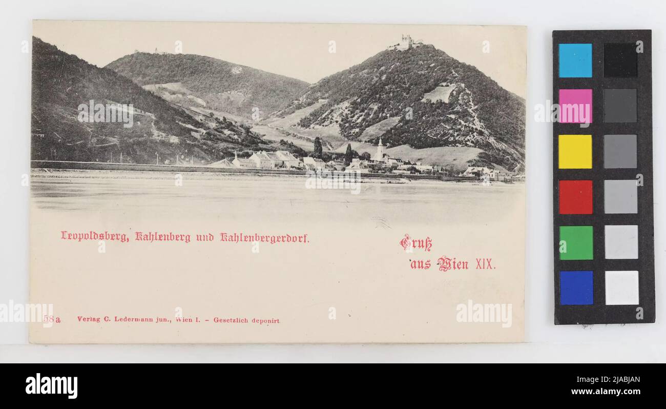 19th, Kahlenberg and Leopoldsberg, seen from Floridsdorf, postcard ...