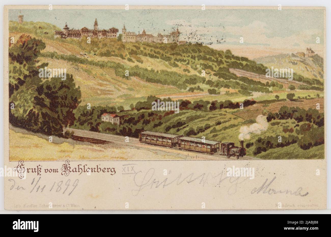 19., Kahlenberg - with Kahlenberghotel and cog track, postcard. Haufler ...