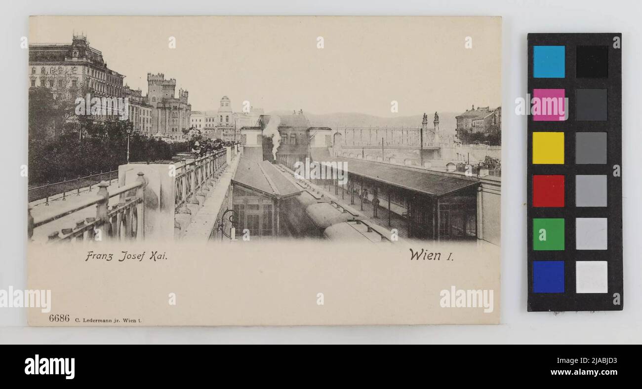Stadtbahn - Schottenring station, postcard. Carl (Karl) Ledermann jun ...