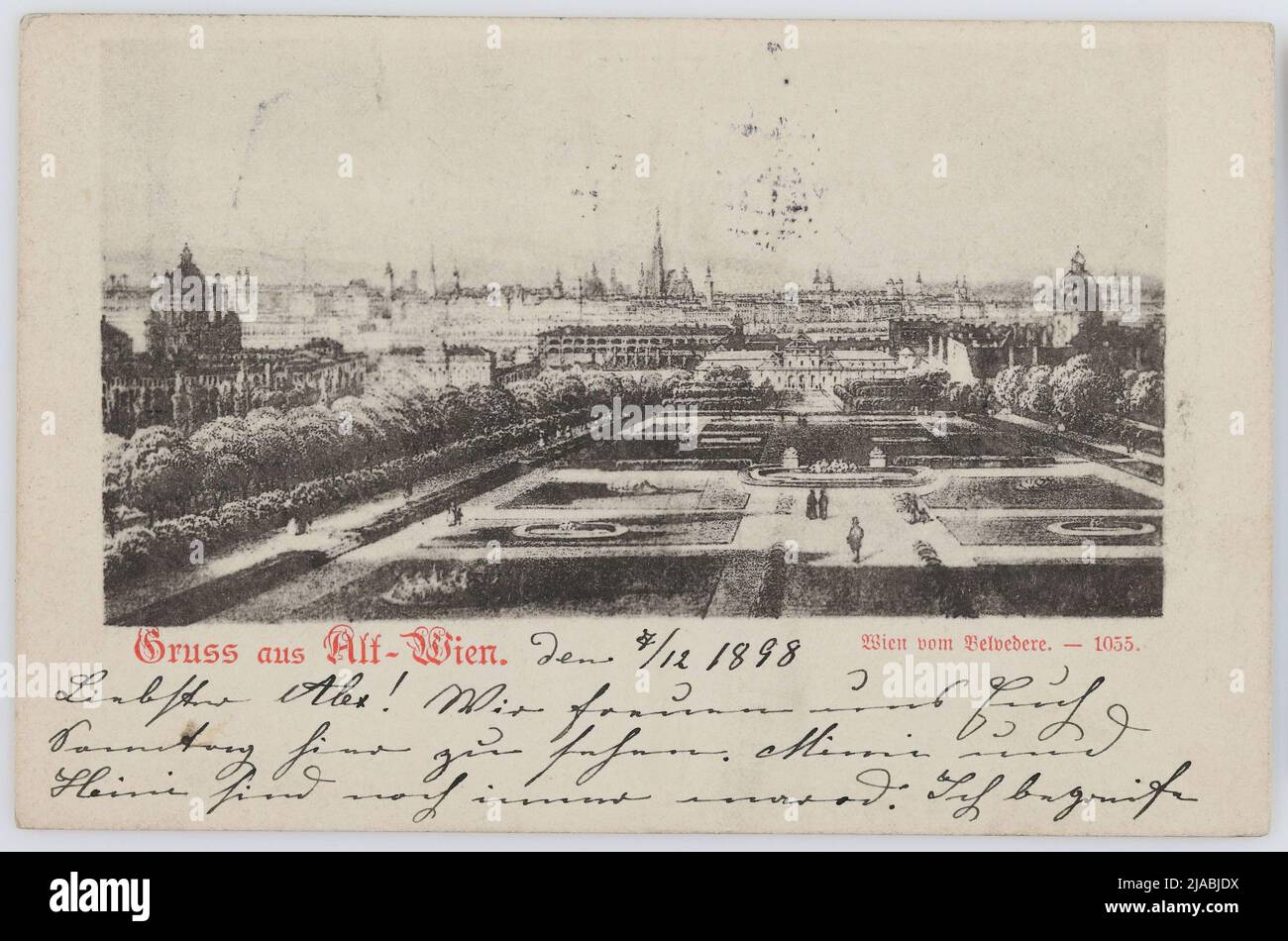 Greetings from Alt-Wien. Vienna from Belvedere .. Postcard: Panorama ...