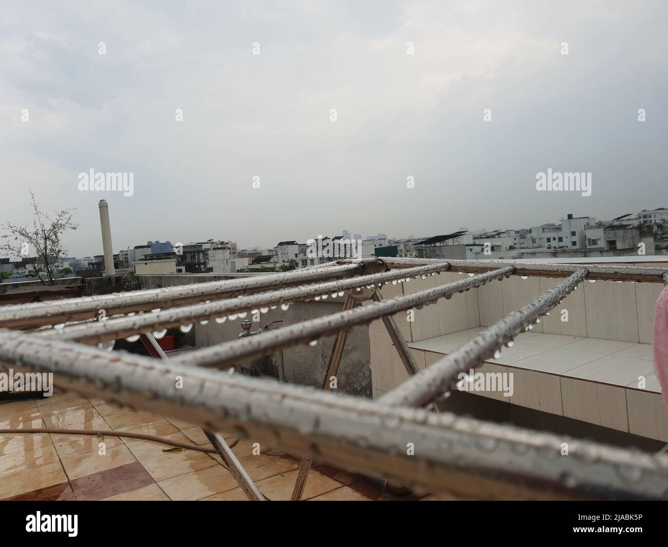 Stainless steel for drying cloth on the roof Stock Photo - Alamy