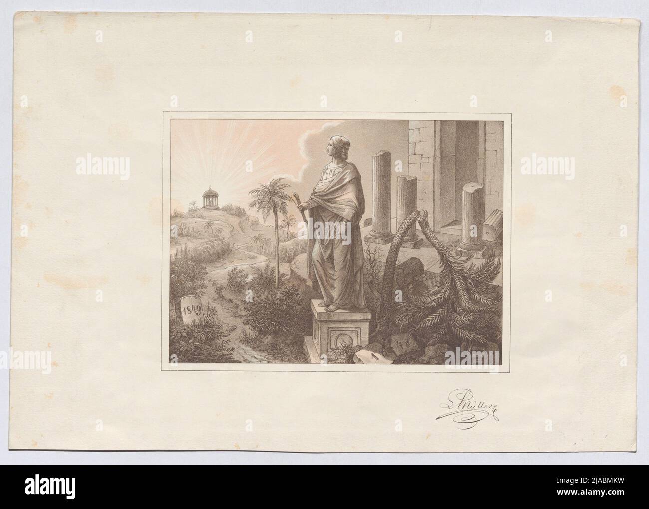 Memorial leaf on 1848. Leopold Müller (1807-1862), lithograph Stock ...