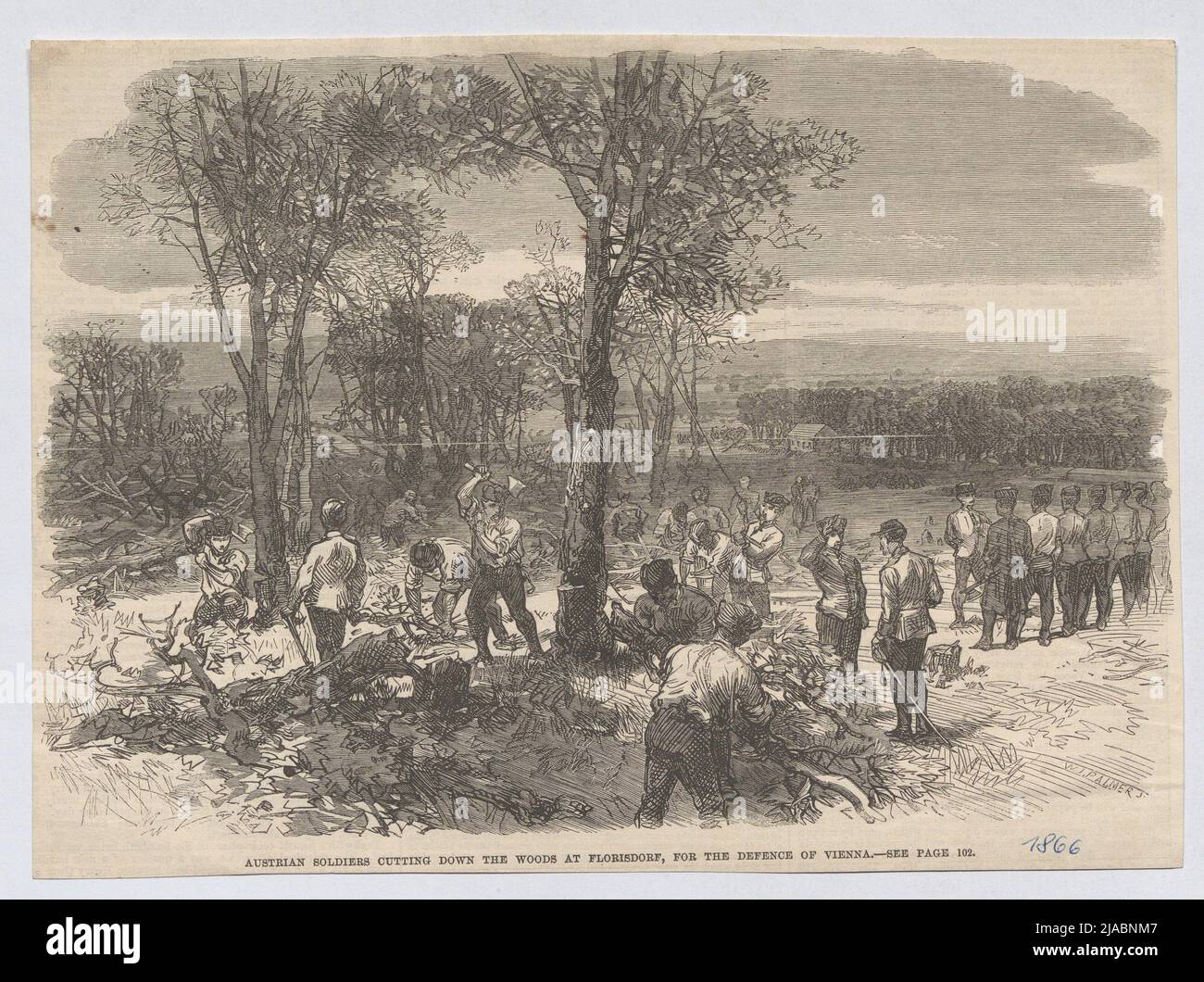 Newspaper excerpt: Soldiers fight wood in Floridsdorf for the defense ...