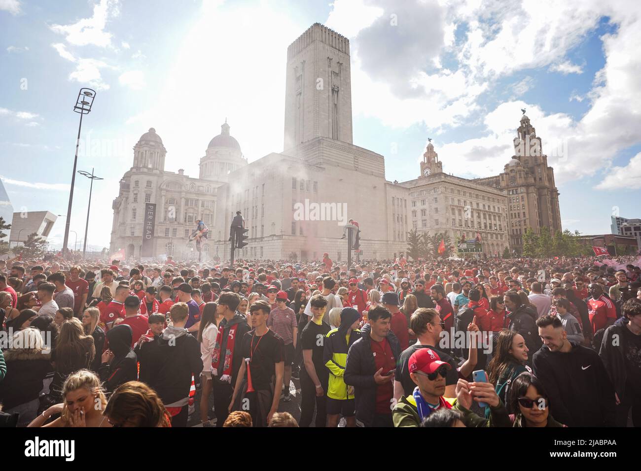 Liverpool fans during the trophy parade in Liverpool. Picture date ...