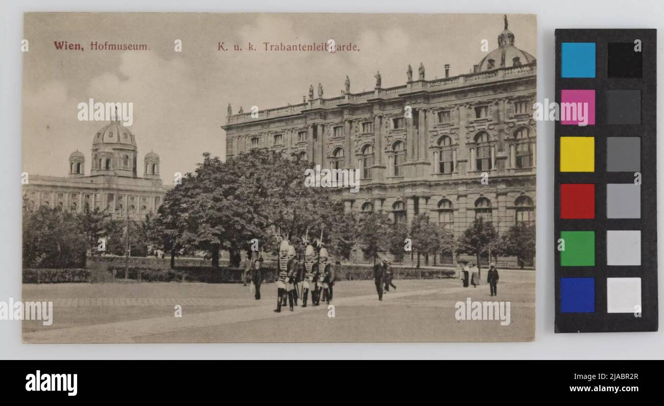 1., Burgring, museums, Trabanten Leibgarde, postcard. Brothers Kohn KG ...