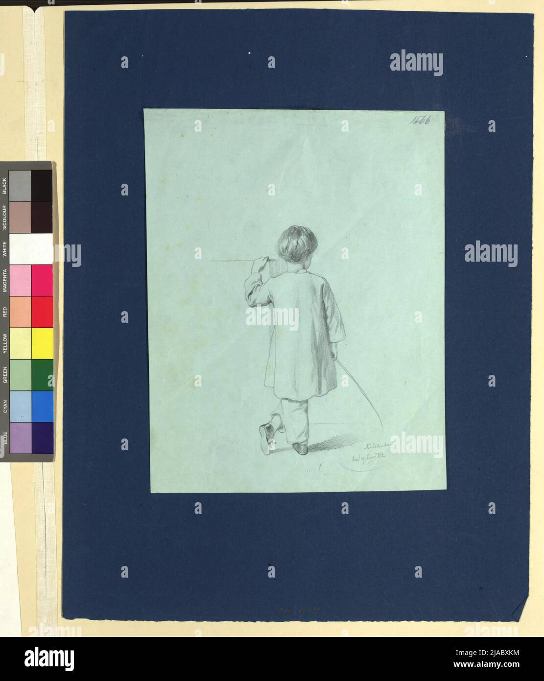 Standing boy in back view. Josef Kriehuber (1800-1876), artist Stock ...