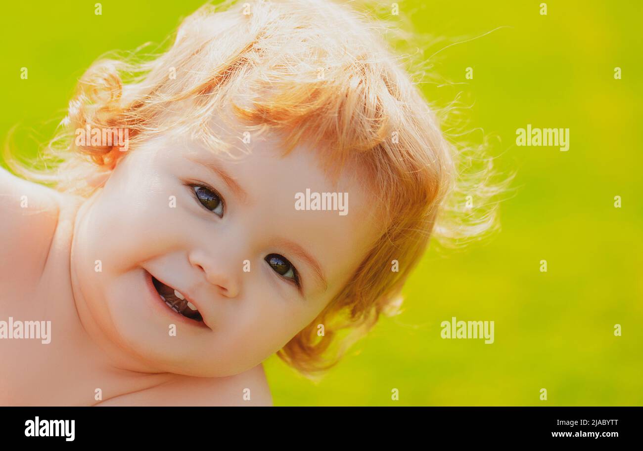 Caucasian baby child portrait close up. Kids face Stock Photo - Alamy